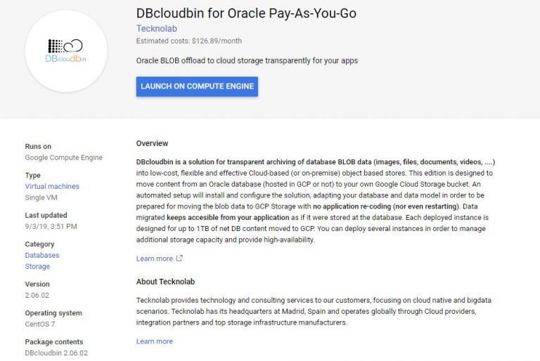 GCP deployment - Database downsizing to Cloud Object Storage