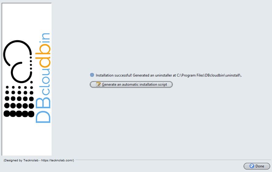 Unattended setup - DBcloudbin - Database downsizing to Cloud Object Storage